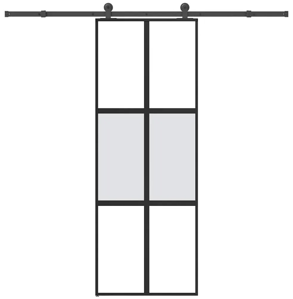 Posuvné dveře s kováním 76x205 cm tvrzeného sklo a hliník 3332974
