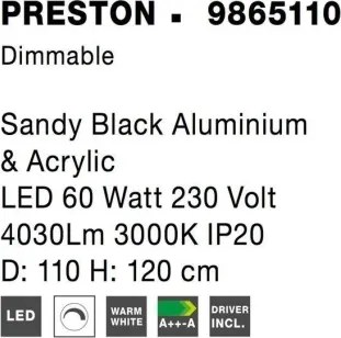 Závěsné LED svítidlo NOVA LUCE PRESTON 60W 3000K 9865110