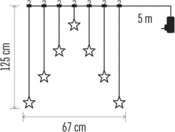 LED vánoční závěs EMOS DCGW14 hvězdy 67x125cm vnitřní použitíteplá bílá