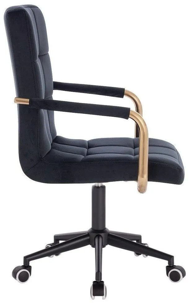 LuxuryForm DESIGN Otočná židle VERONA GOLD VELUR na černé podstavě s kolečky - černá
