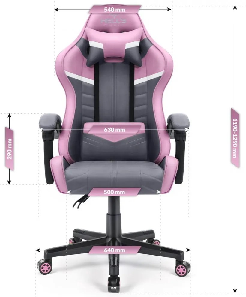 Herní židle HC-1004 šedo-růžová