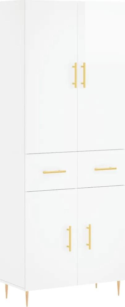 vidaXL Skříň highboard 69,5 x 34 x 180 cm kompozitní dřevo [3198139] Barva: bílá s vysokým leskem