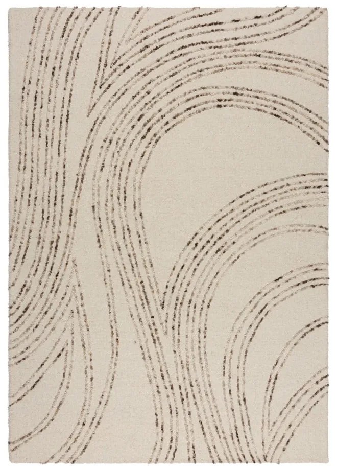 Hnědý/krémový vlněný koberec 200x290 cm Abstract Swirl – Flair Rugs