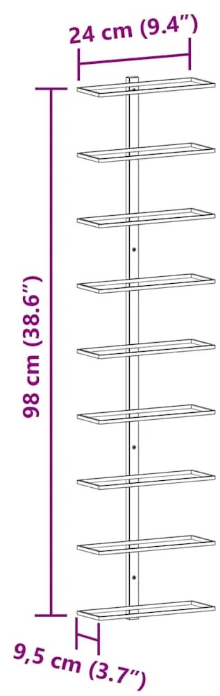 vidaXL Marketos Nástěnný stojan na víno na 18 lahví 2 ks černý železo