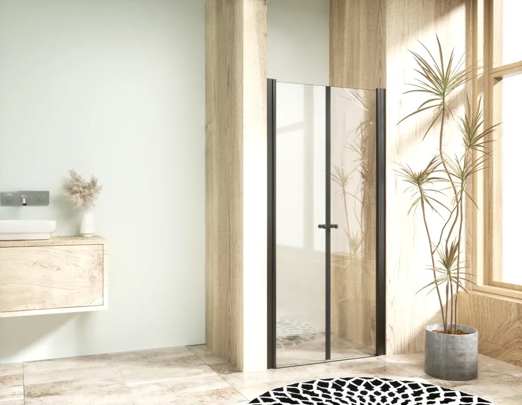 BETA Black 130 Čiré Sprchové dveře do niky dvoukřídlé černé