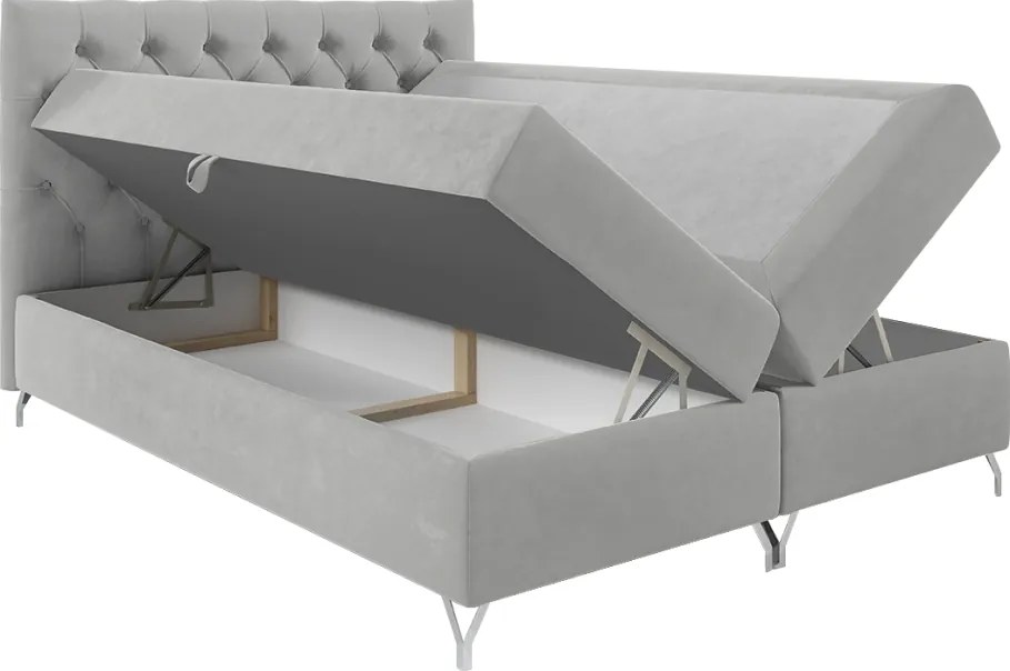 Boxspringová postel, 160x200, světle šedá látka Velvet, GULIETTE + dárek