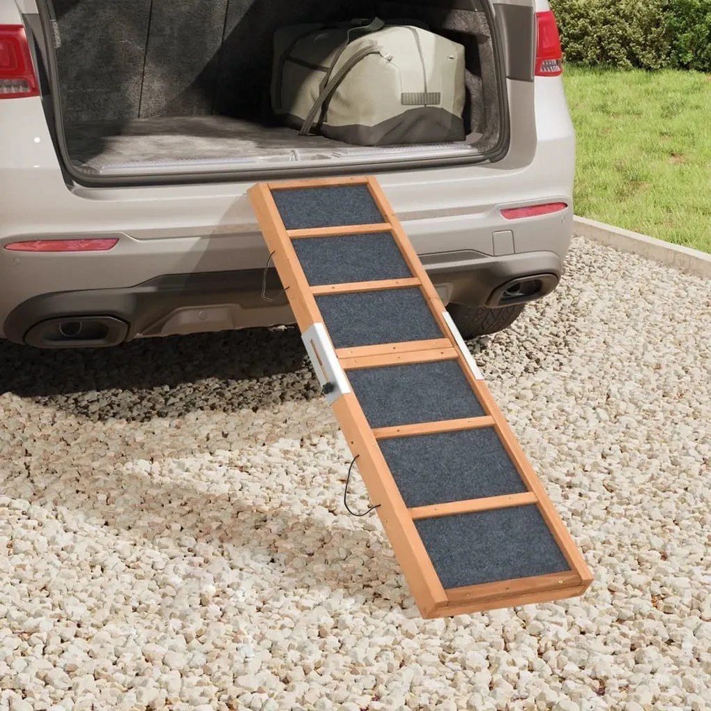 vidaXL Rampa pro psy 120 x 30 cm masivní jedlové dřevo [172419] Barva: Šedá