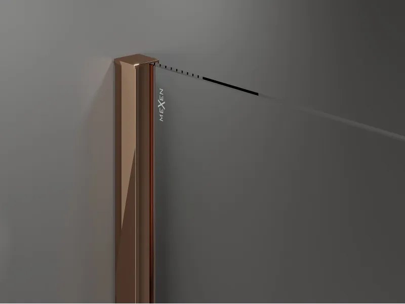 Mexen Velar, sprchový kout s posuvnými dveřmi 160(dveře) x 70(stěna) cm, 8mm čiré sklo, růžové zlato, 871-160-070-01-60