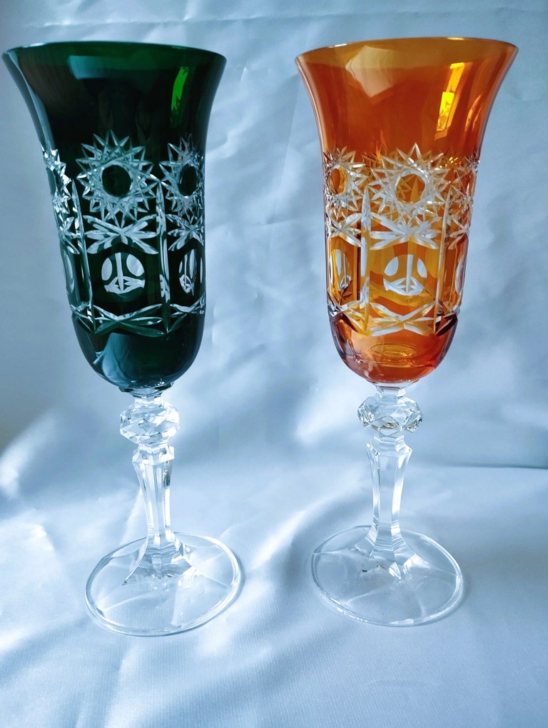 Vysoké barevné sklenice na šampaňské 150 ml, 2 ks - Vzor 2