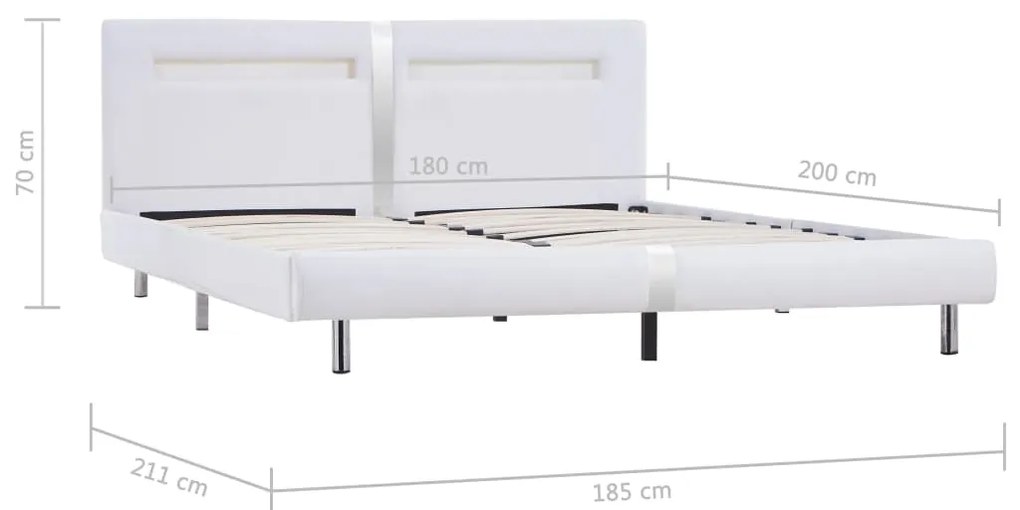 vidaXL Marketos Rám postele s LED světlem bílý umělá kůže 180 x 200 cm