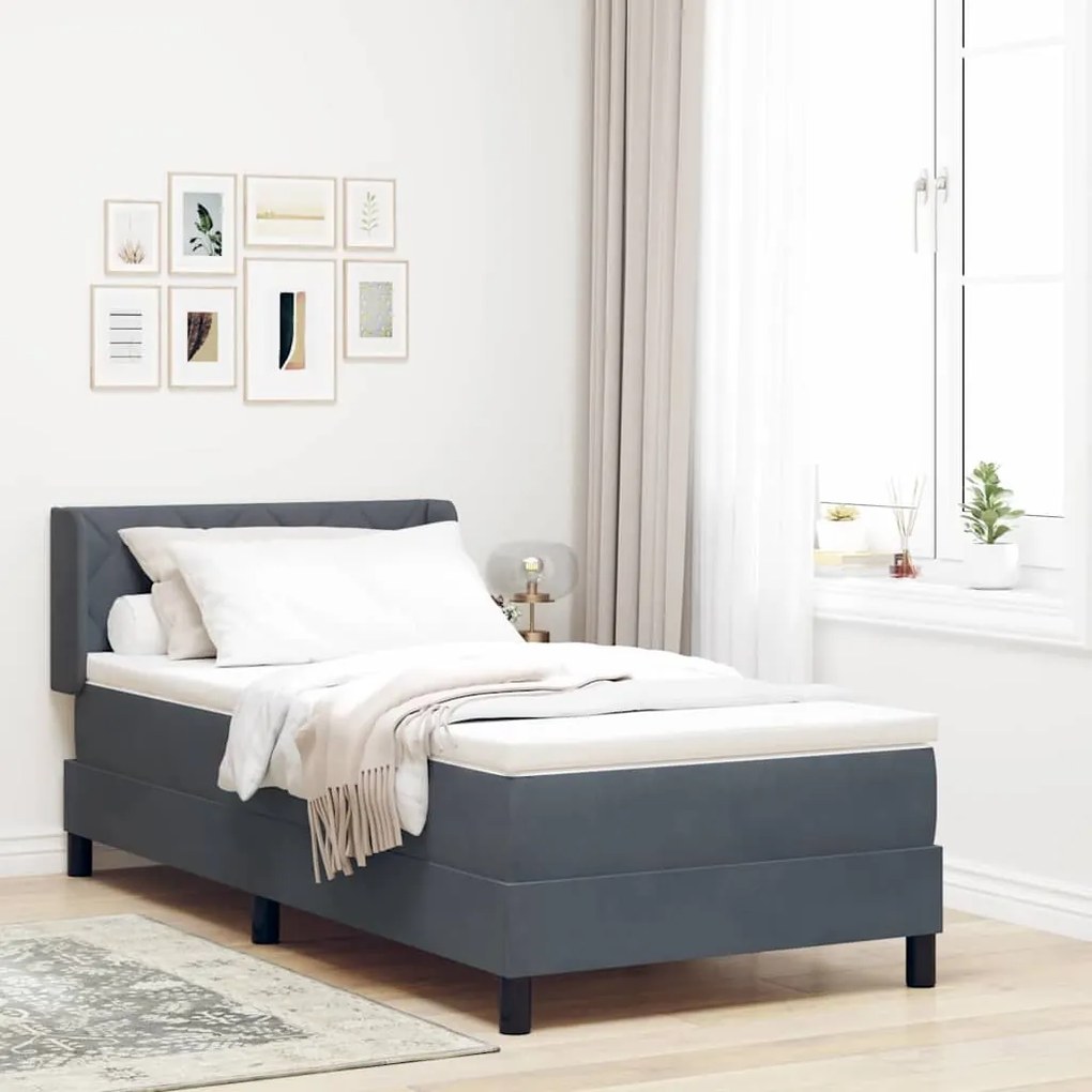 Postel s boxspringem s čelo Tmavě šedá 200 x 90 cm samet 3341505