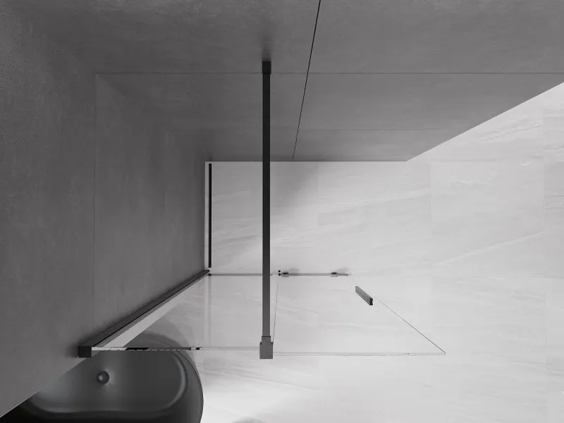 Mexen Velar, posuvné dveře do otvoru typ Walk-In 110 cm, 8mm čiré sklo, černá matná, 871-110-000-03-70
