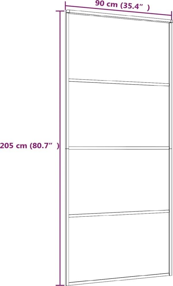 vidaXL Posuvné dveře 90 x 205 cm čiré ESG sklo a hliník [151660] Barva: Černá