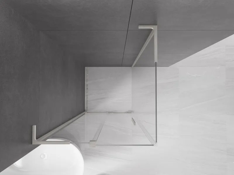 Mexen Velar L, sprchový kout s posuvnými dveřmi 110 x 110 cm, 8mm čiré sklo, broušená ocel, 871-110-110-03-97