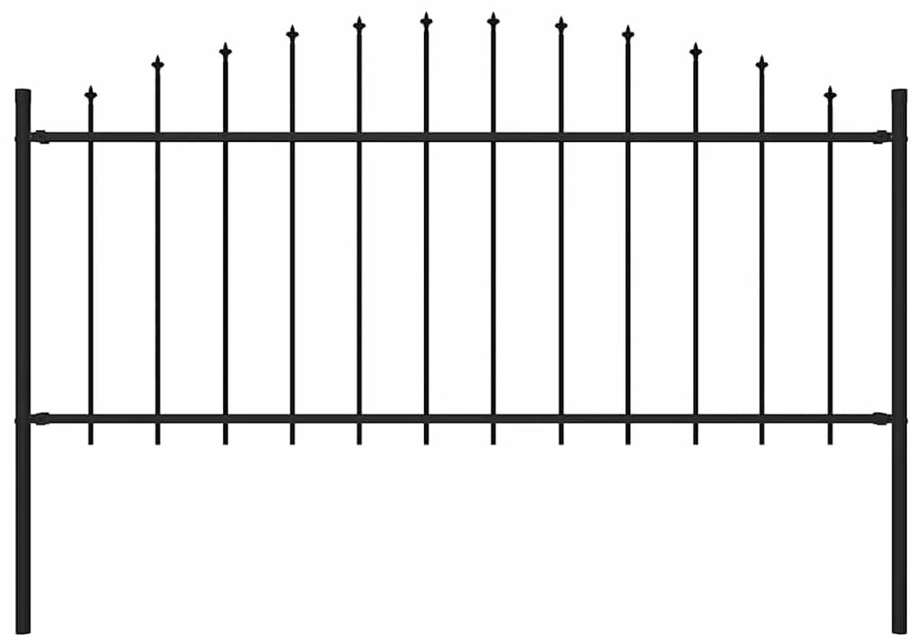 Zahradní plot Woerden s kopím nahoře ocelový 170 x 75 cm černý 144940