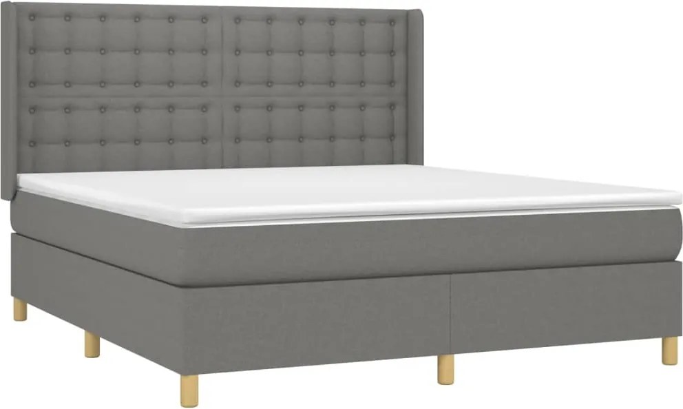 Box spring postel s matrací a LED tmavě šedá 180x200 cm textil 3139214