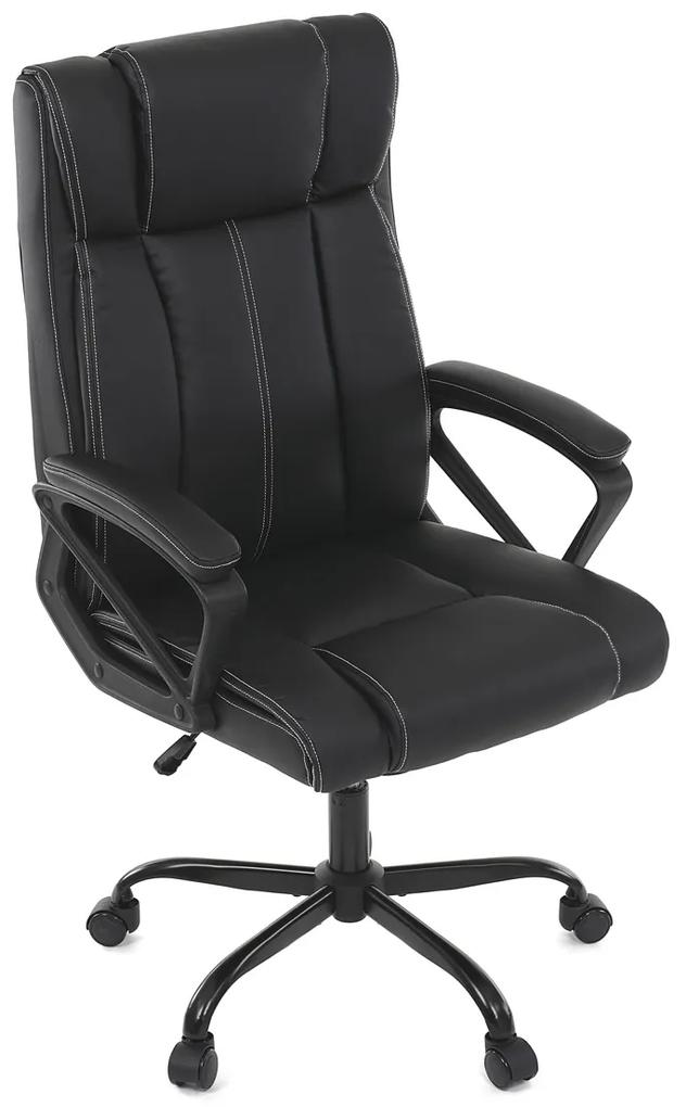 Autronic Židle kancelářská, černá ekokůže, kovový kříž