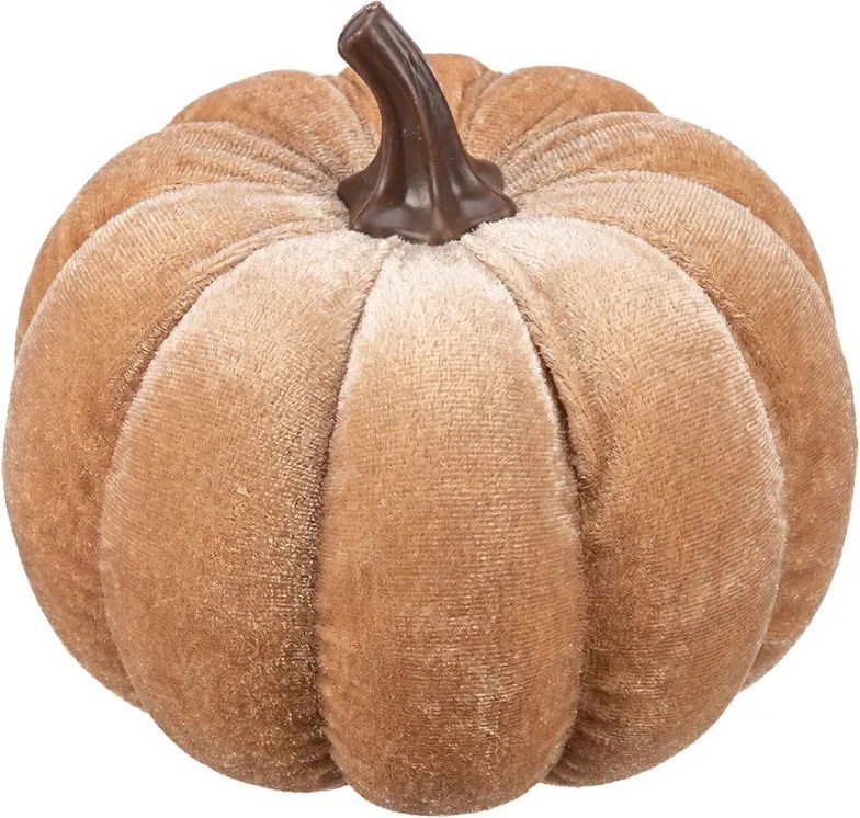 Béžová dekorační sametová dýně Pumpkin Velvet - Ø 6 cm