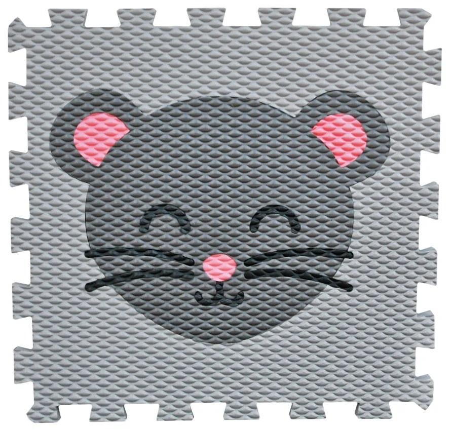 Vylen Pěnové podlahové puzzle Minideckfloor Myška  Světle šedý s šedou myškou 340 x 340 mm