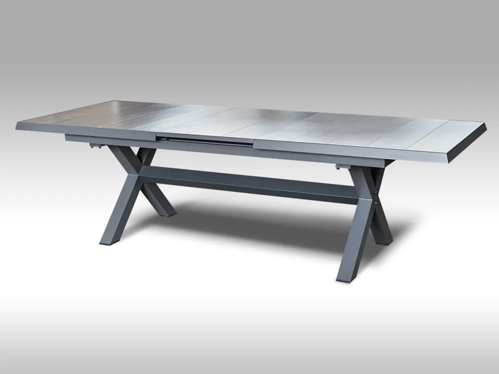 Hliníkový zahradní nábytek rozkládací stůl Gerardo 205/265cm, 10 designových křesel Jasper
