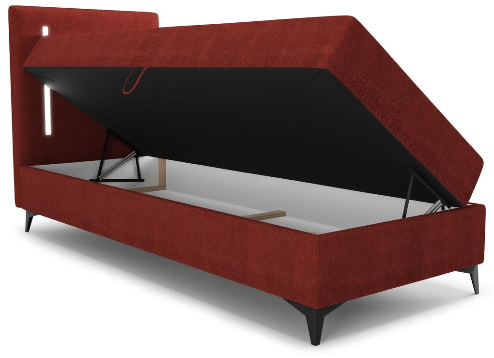 Jednolůžková postel 80 cm Ortega Bonell (červená) (s roštem, s úl. prostorem) (s LED osvětlením). 1082574