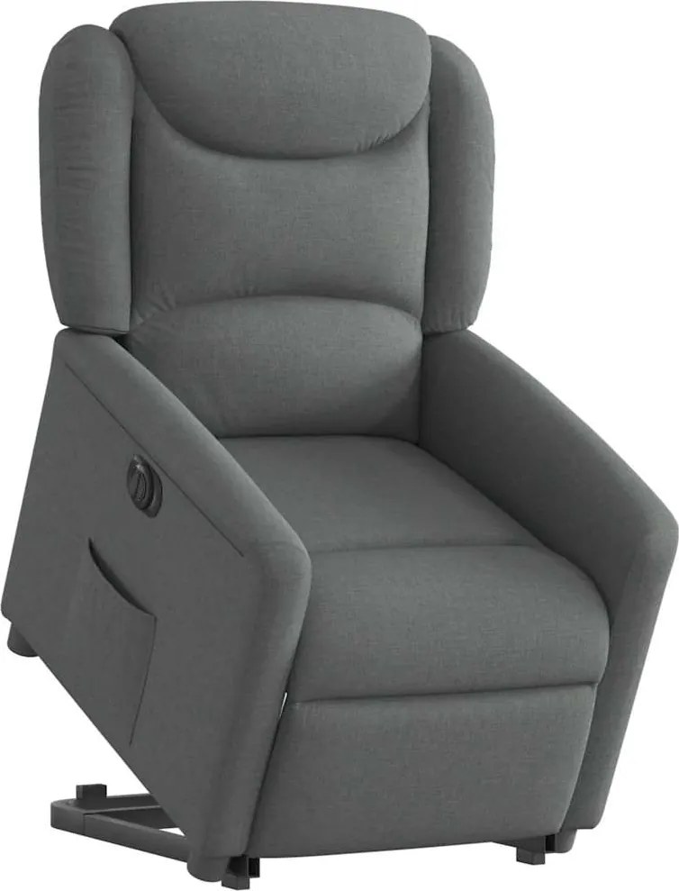 Elektrické zvedací polohovací křeslo tmavě šedé textil 3303215