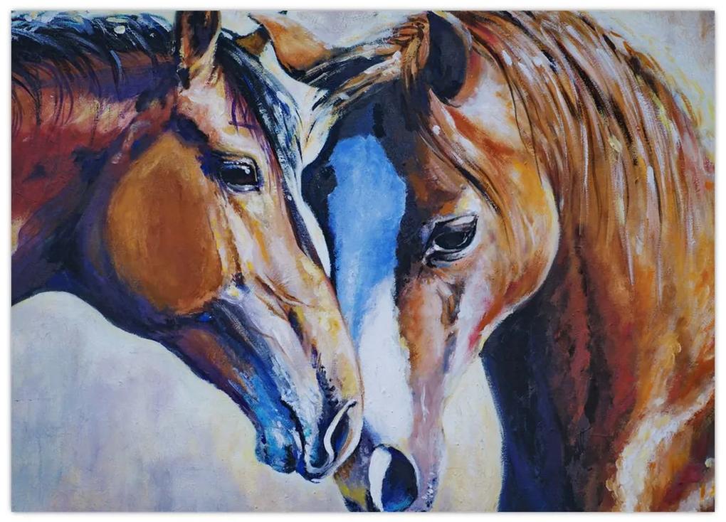 Skleněný obraz - Zamilovaní koně (70x50 cm)