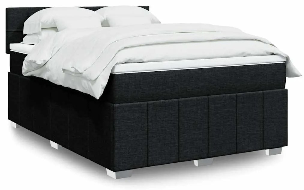 Box spring postel s matrací černá 140x200 cm textil 3287093