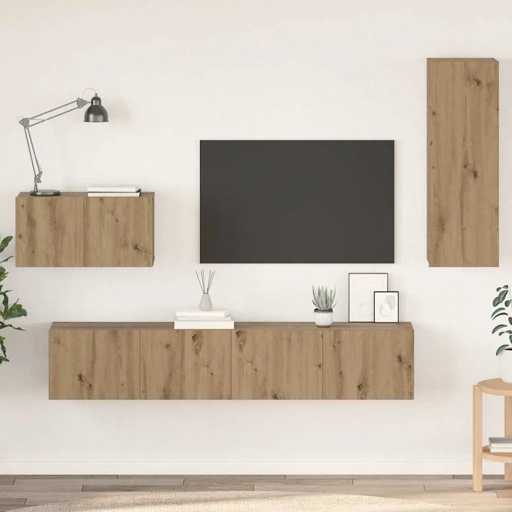 Nástěnná skříň na TV 4 ks Artisanový dub Kompozitní dřevo 3393467