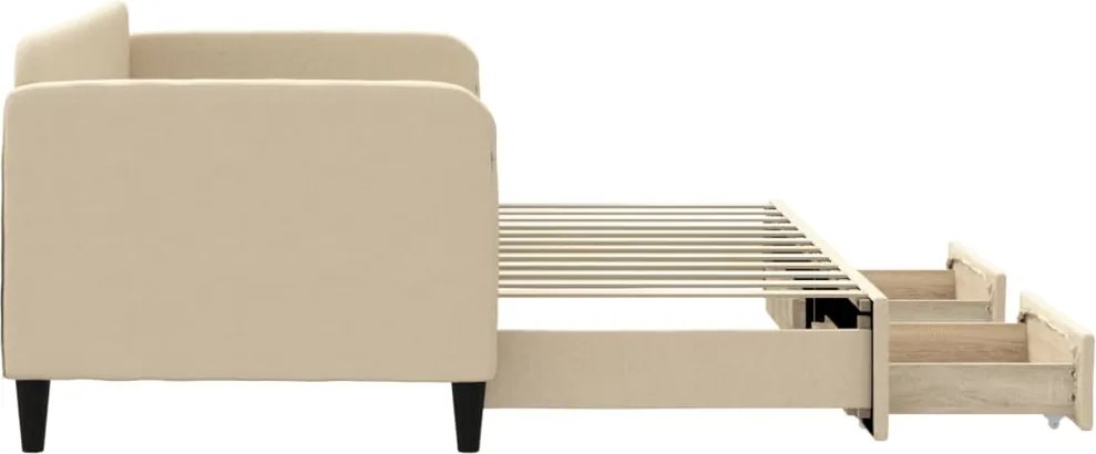 Válenda s přistýlkou a zásuvkami krémová 80 x 200 cm textil 3196851