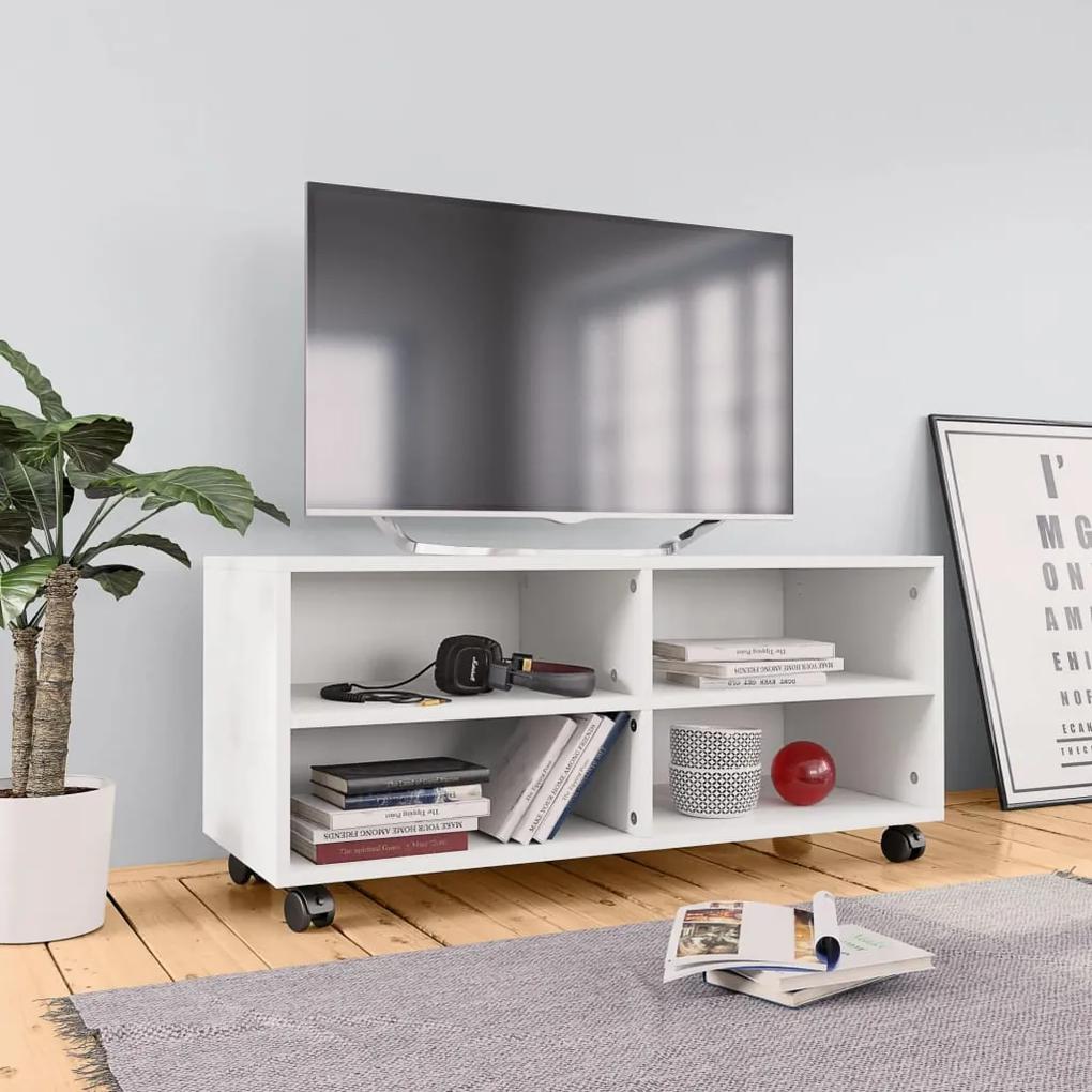 800180 vidaXL TV stolek s kolečky bílý 90 x 35 x 35 cm dřevotříska