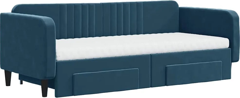 Válenda s přistýlkou a zásuvkami modrá 90 x 200 cm samet 3197134