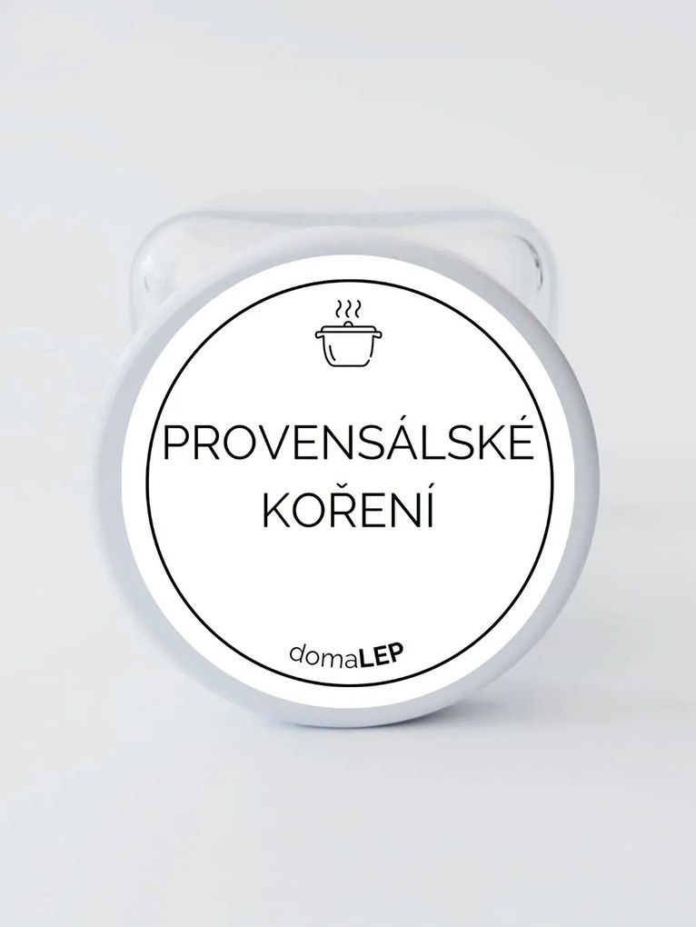 Samolepka na kořenky PROVENSÁLSKÉ KOŘENÍ bílá 5 cm základní písmo