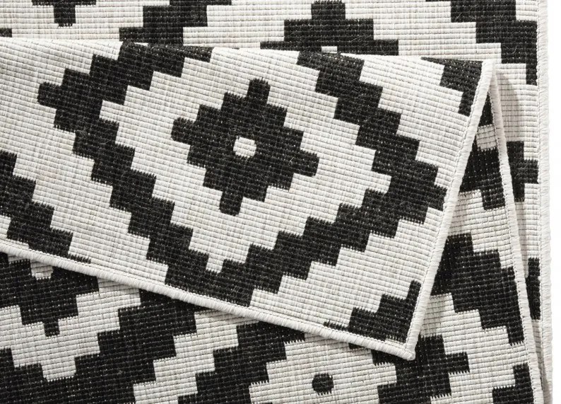 Hanse Home, Kusový koberec Twin-Wendeteppiche 103129 schwarz creme – na ven i na doma, 200x290, černobílá, chodba / předsíň