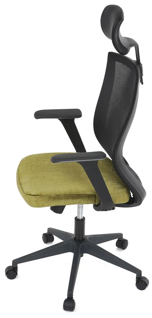 Kancelářská židle KA-V328 GRN látka světle zelená, síťovina černá, plast černý