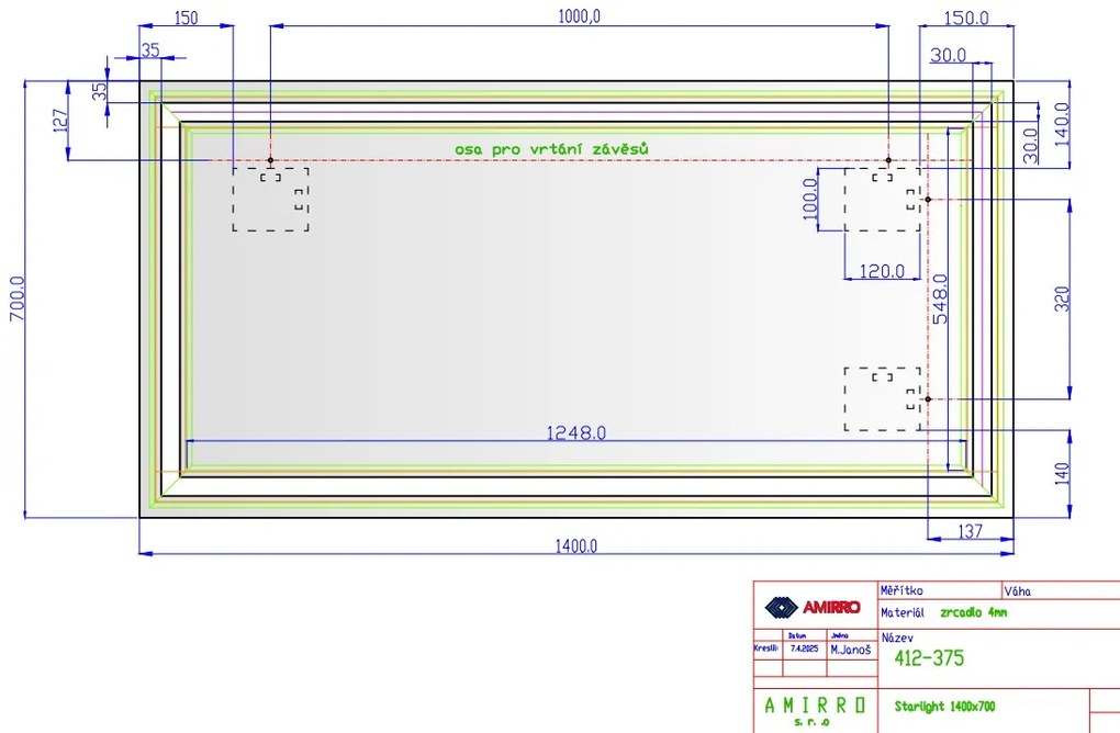 Starlight LED zrcadlo na chodbu do předsíně nástěnné do koupelny 412-375