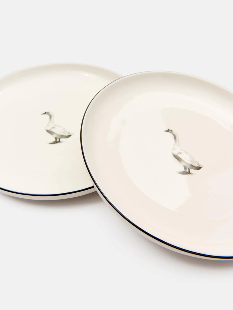 Sinsay - Sada 2 keramických talířů s motivem husy - černá