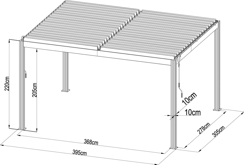 Bioklimatická pergola G21 Austin 4x3 m, antracitová hliníková