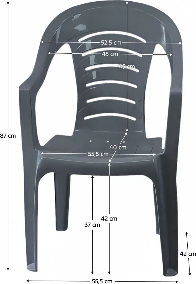 Kondela Zahradní stohovatelné křeslo, antracit, KESIA