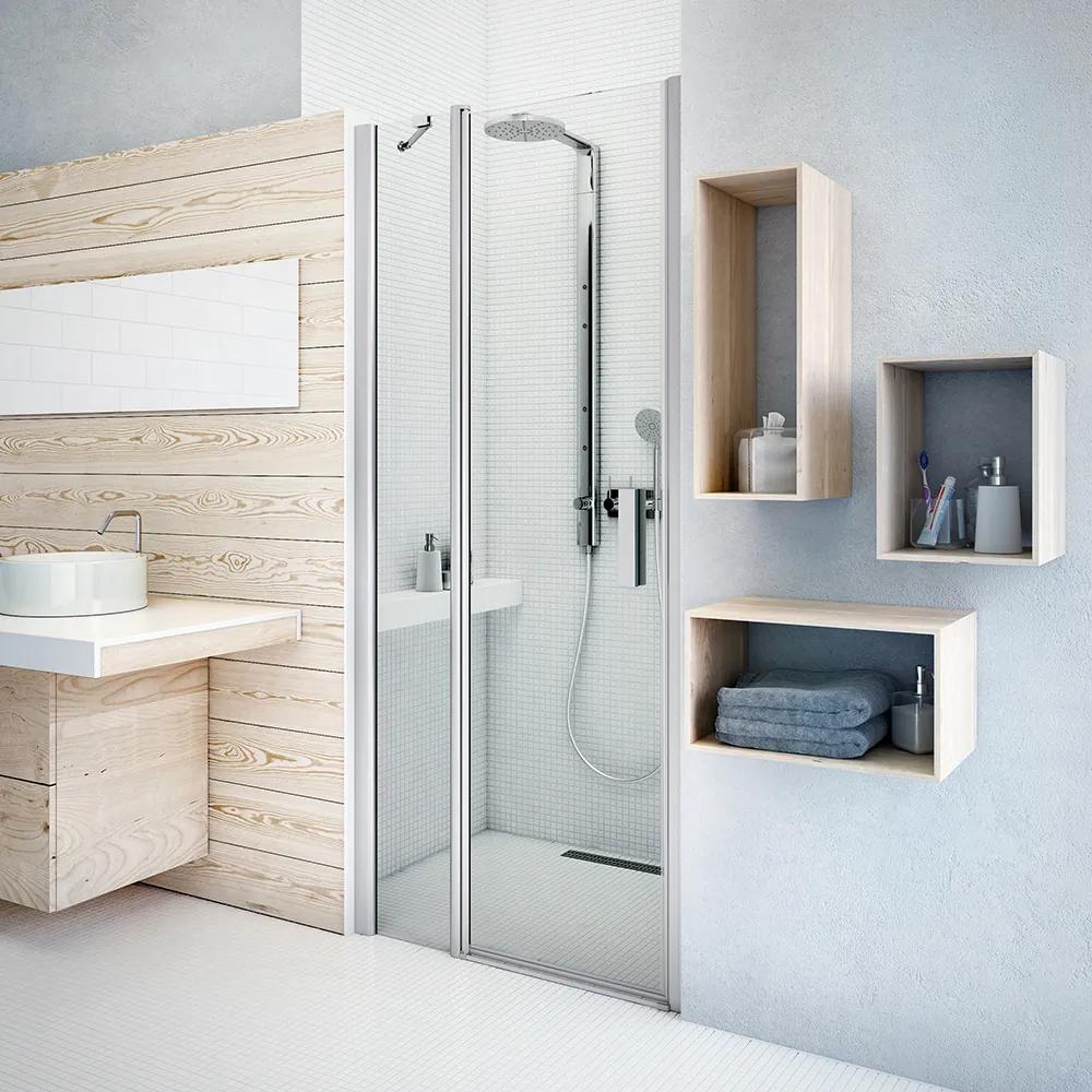 Roth Jednokřídlé sprchové dveře TDN1 pro instalaci do niky Varianta: šířka: 80 cm, orientace: Uni - (TDN1/800 - 726-8000000-01-02), Barva profilů a typ výplně: profily: stříbrná (elox), výplň: transparent