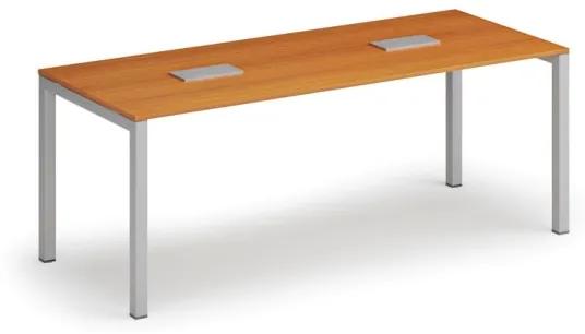Stůl SQUARE 2000 x 800 x 750, třešeň + 2x stolní zásuvka TYP V, stříbrná