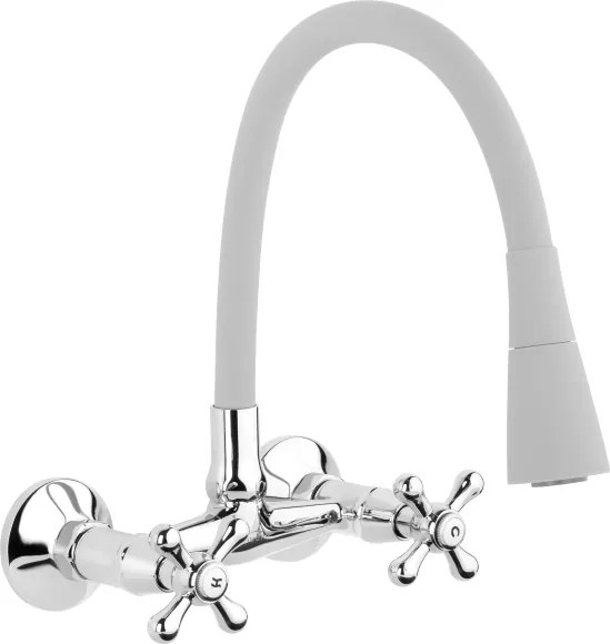 Invena Roma, nástěnná baterie s elastickým ramenem 150mm, šedá-chromová, INV-BC-24-E5S-L
