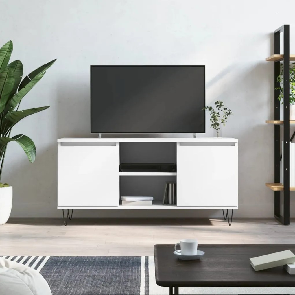 TV skříňka bílá 104 x 35 x 50 cm kompozitní dřevo