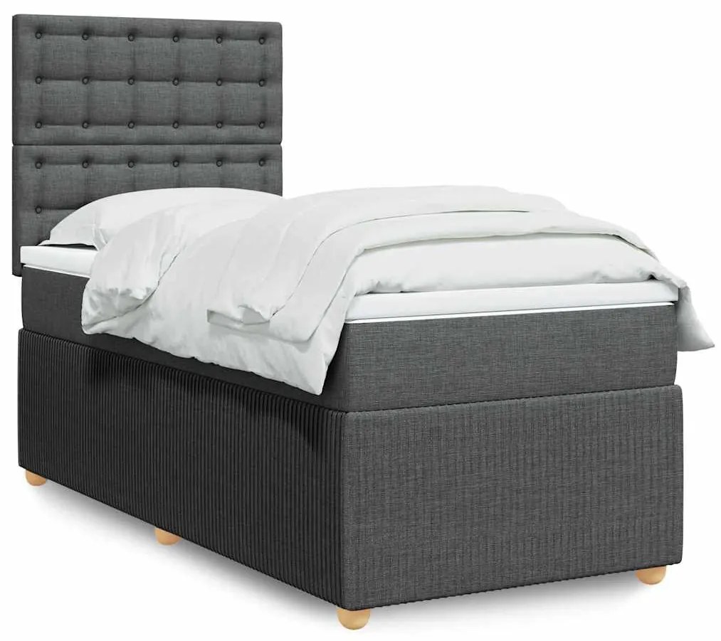 Box spring postel s matrací tmavě šedá 90x200 cm textil 3291954