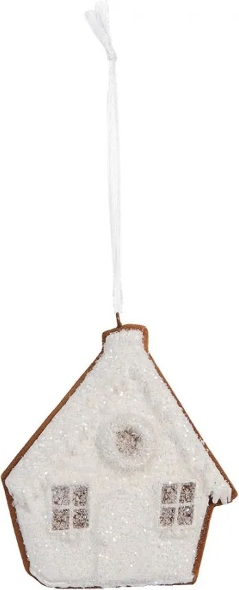 Závěsná dekorace zasněžená perníková chaloupka Frosted Ginger - 9*1*10 cm