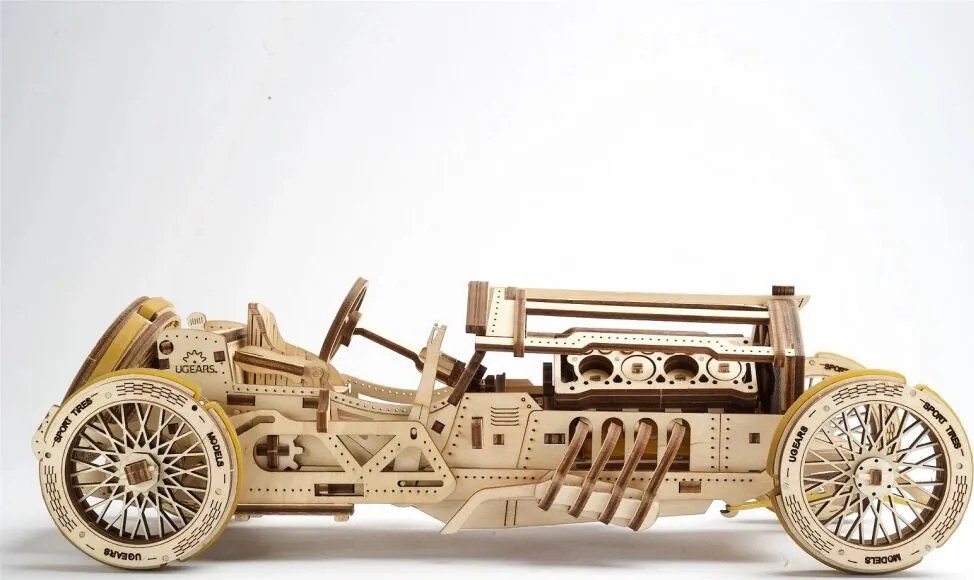 Hračka Ugears 3D dřevěné mechanické puzzle U9 Auto (Grand Prix) [6902746]
