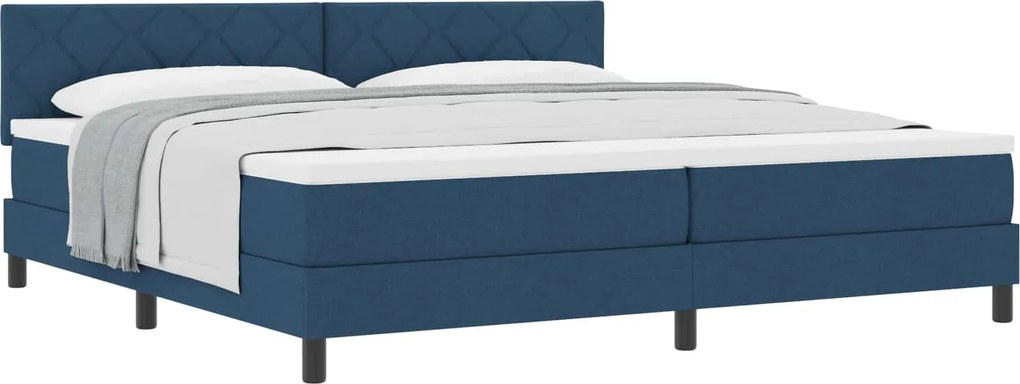 Postel s boxspringem s čelo Modrá 200 x 200 cm textil 3338796