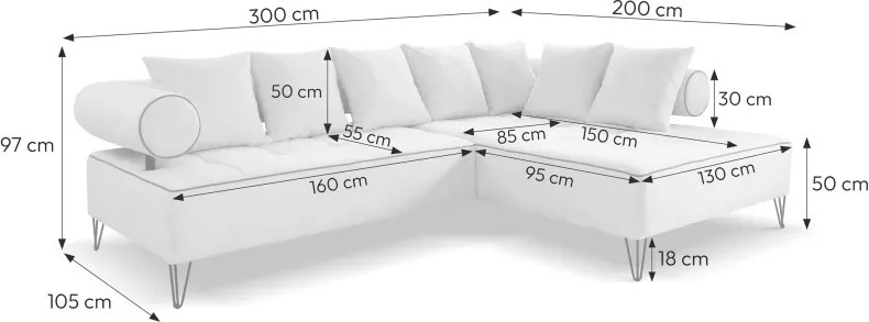 Sedací souprava VIVIENNE L, levá, hnědá (lambi 4)