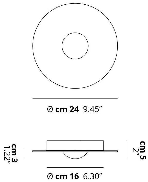 Lodes Bugia Single, stropní svítidlo, 1x15W LED 3000K, chrom, prům. 24cm