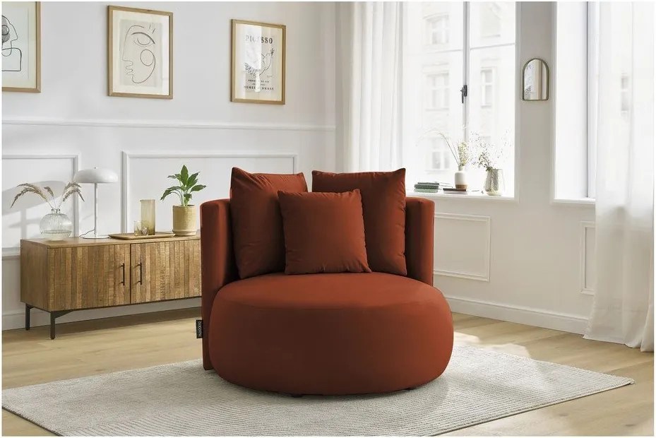 Oranžové sametové křeslo Cesar – Bobochic Paris